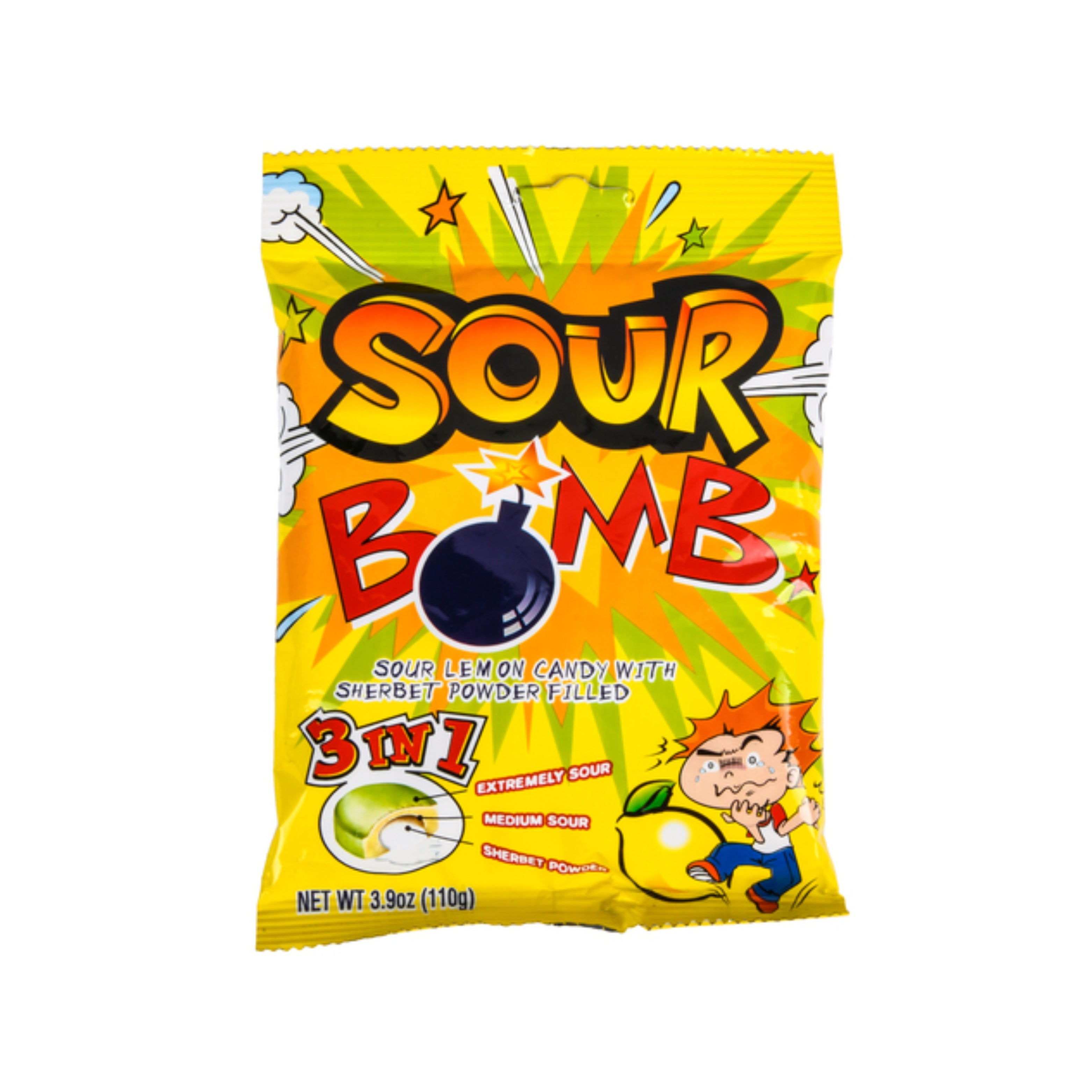 Sour Bomb 3 in 1 Sour Lemon Candy with Sherbet Powder Filled(Thailand ...
